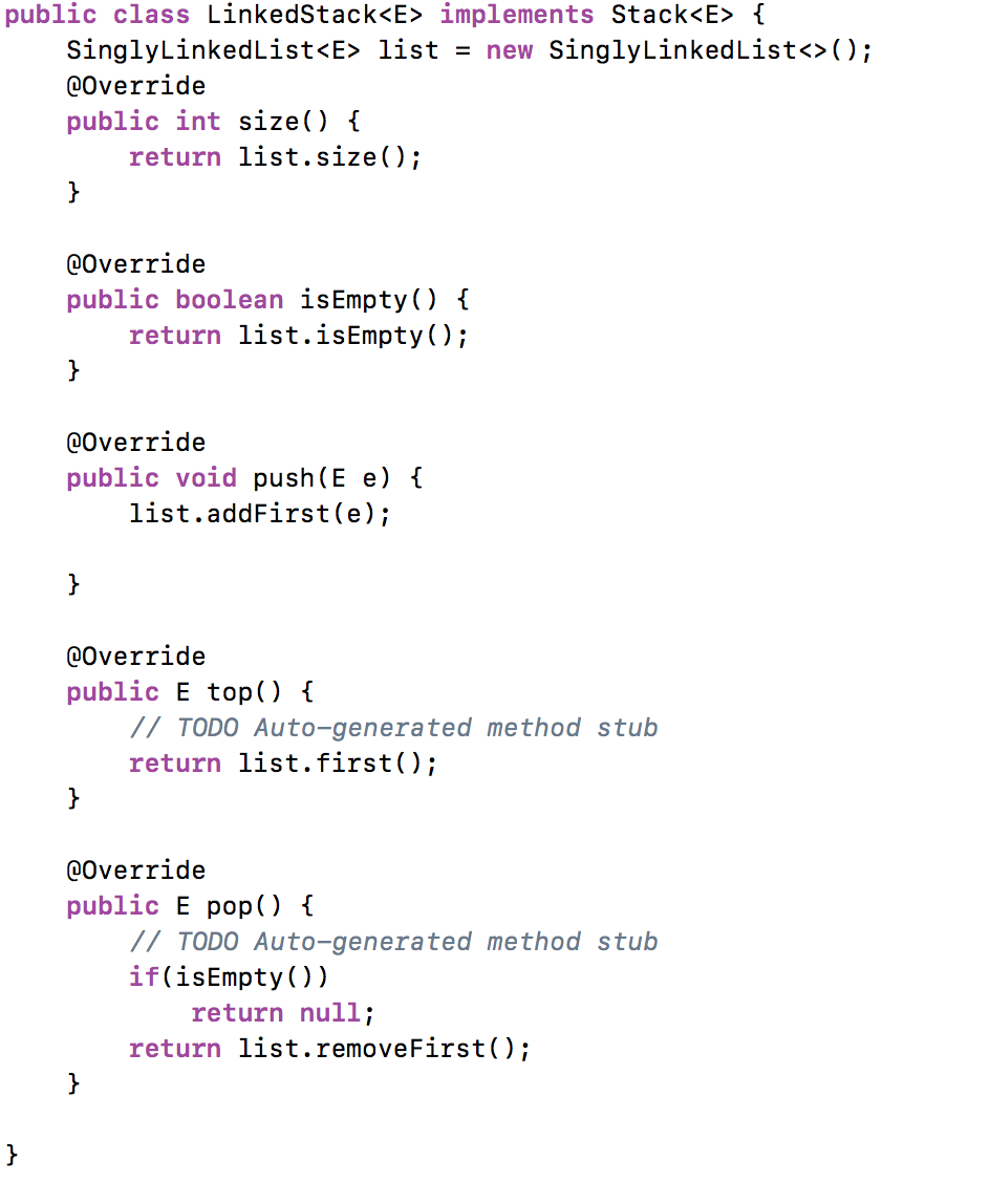 Using the given Stack class, in the class StackQueue | Chegg.com