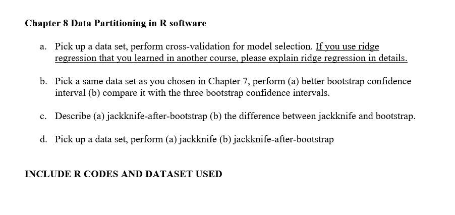 Solved Chapter 8 Data Partitioning in R software a. Pick up | Chegg.com