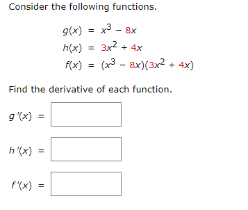 Solved Consider the following functions. g(x) = 2x2 h(x) = x | Chegg.com