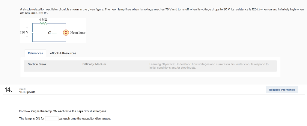 Solved A simple relaxation oscillator circuit is shown in | Chegg.com