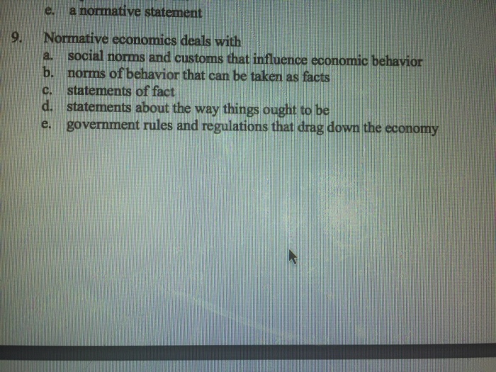 Solved A normative statement Normative economics deals with | Chegg.com