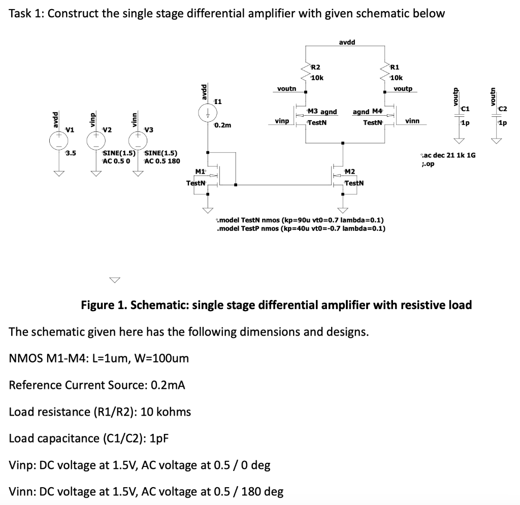 Solved Task 1: Construct the single stage differential | Chegg.com