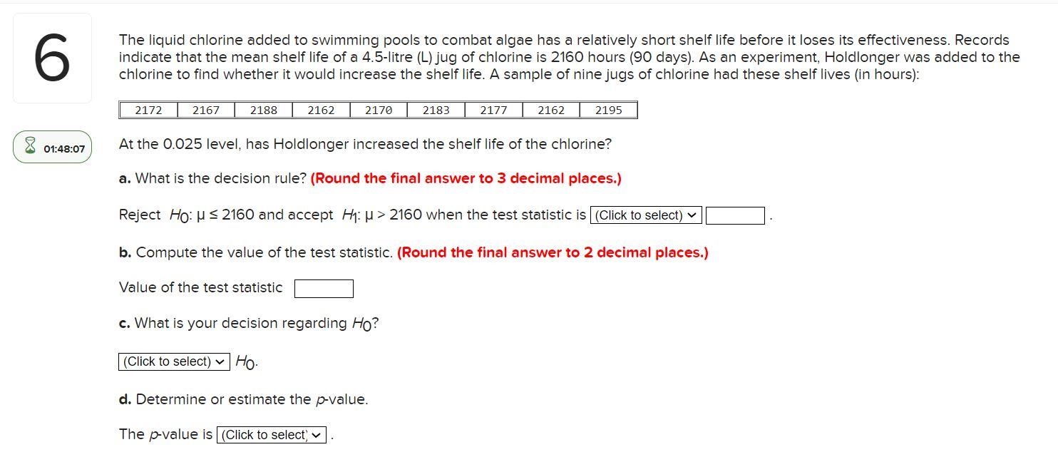 Solved The liquid chlorine added to swimming pools to combat | Chegg.com