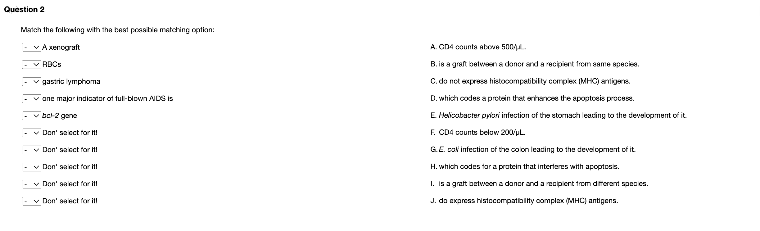 Solved Match the following with the best possible matching | Chegg.com