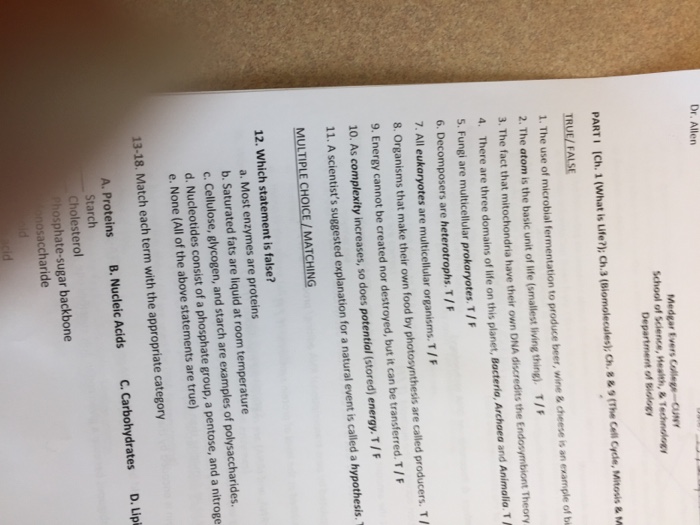 Solved Allen Dr. Allen Medgar Evers College- CUNT School of | Chegg.com