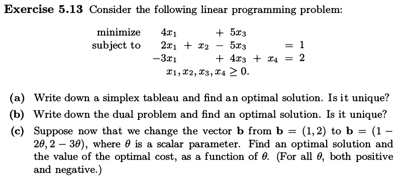 Solved Exercise 5.13 Consider the following linear | Chegg.com