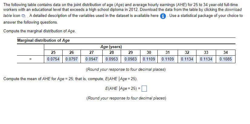 Solved The following table contains data on the joint | Chegg.com