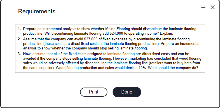 Solved Requirements 1. Prepare an incremental analysis to | Chegg.com