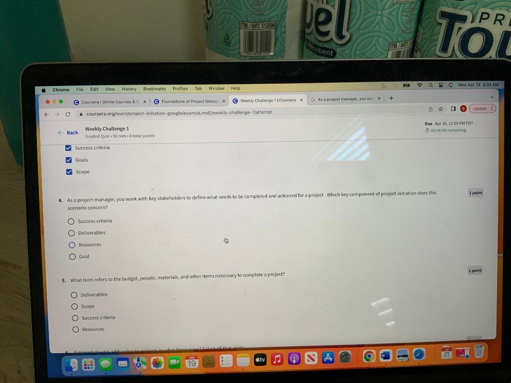 Goals Scope 4. As a project manager, you work with | Chegg.com