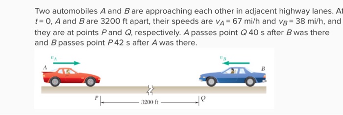 Solved Two automobiles A and Bare approaching each other in | Chegg.com