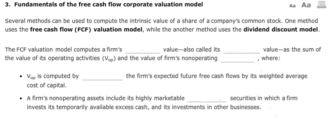 Solved 3. Fundamentals of the free cash flow corporate | Chegg.com