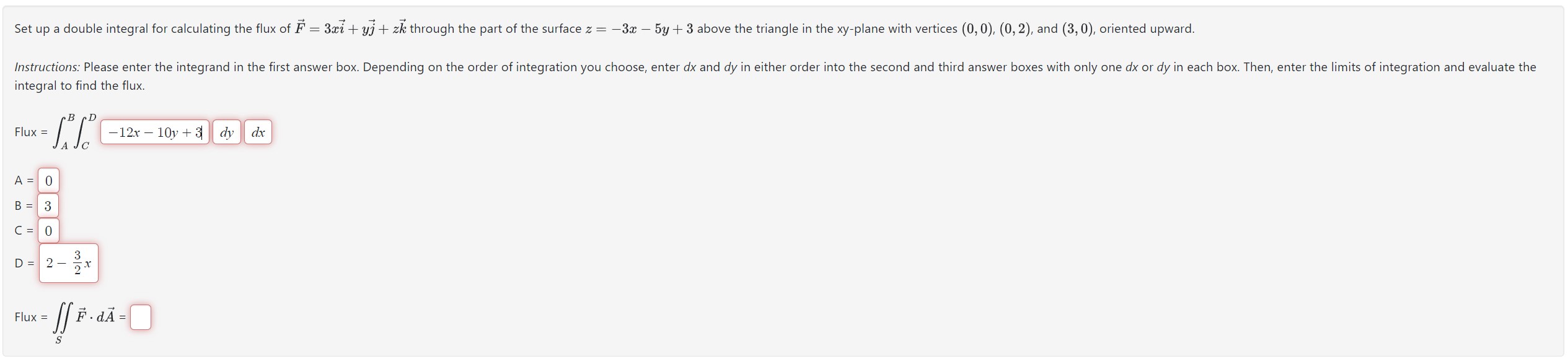 Solved integral to find the flux. ﻿Flux | Chegg.com