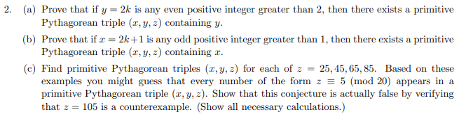 Solved 2. (a) Prove that if y = 2k is any even positive | Chegg.com