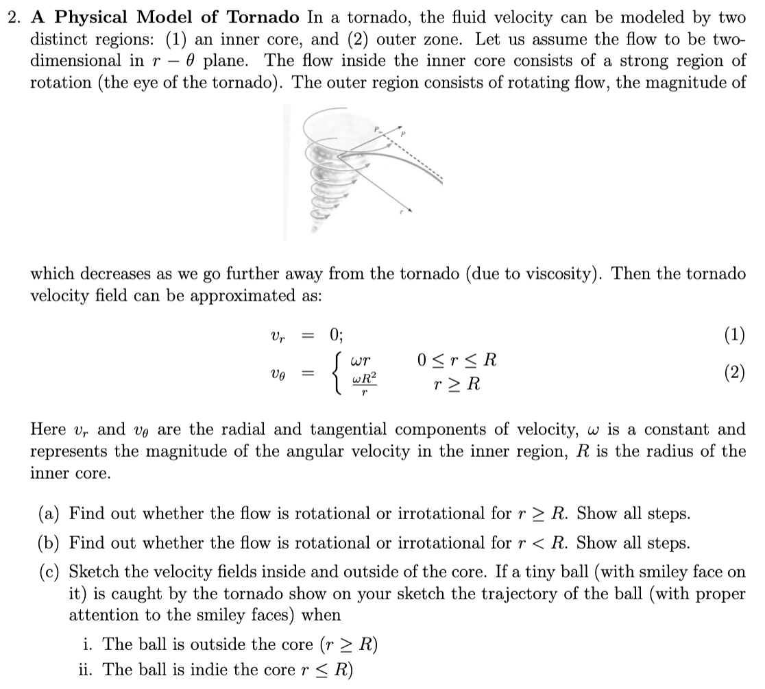 Solved 2. A Physical Model of Tornado In a tornado, the | Chegg.com