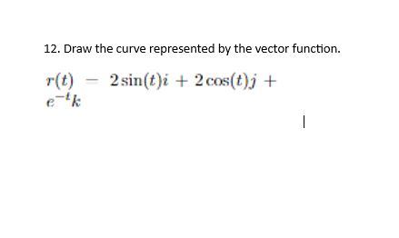 Solved 12. Draw the curve represented by the vector | Chegg.com