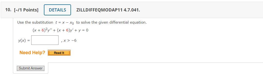 Solved Use the substitution t = x − x0 to solve the | Chegg.com