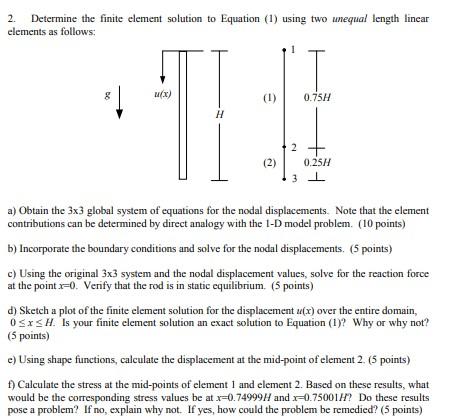 Solved 2. Determine the finite element solution to Equation | Chegg.com