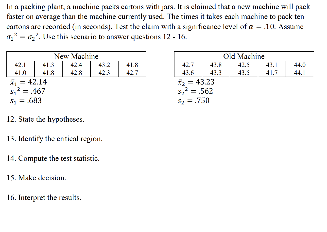 Solved In a packing plant, a machine packs cartons with | Chegg.com