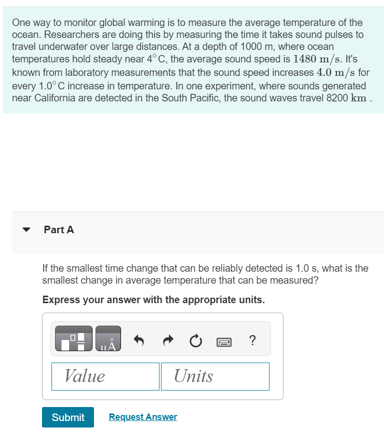 Solved One way to monitor global warming is to measure the | Chegg.com