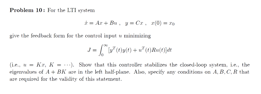 Problem 10: For the LTI system give the feedback form | Chegg.com