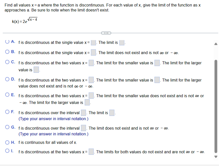 Solved Find all values x=a where the function is | Chegg.com