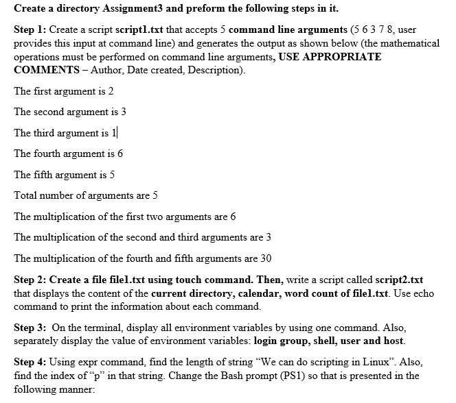 Solved Create a directory Assignment3 and preform the | Chegg.com