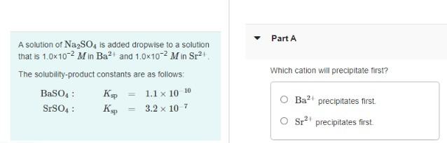 Solved A solution of Na2SO4 is added dropwise to a solution | Chegg.com