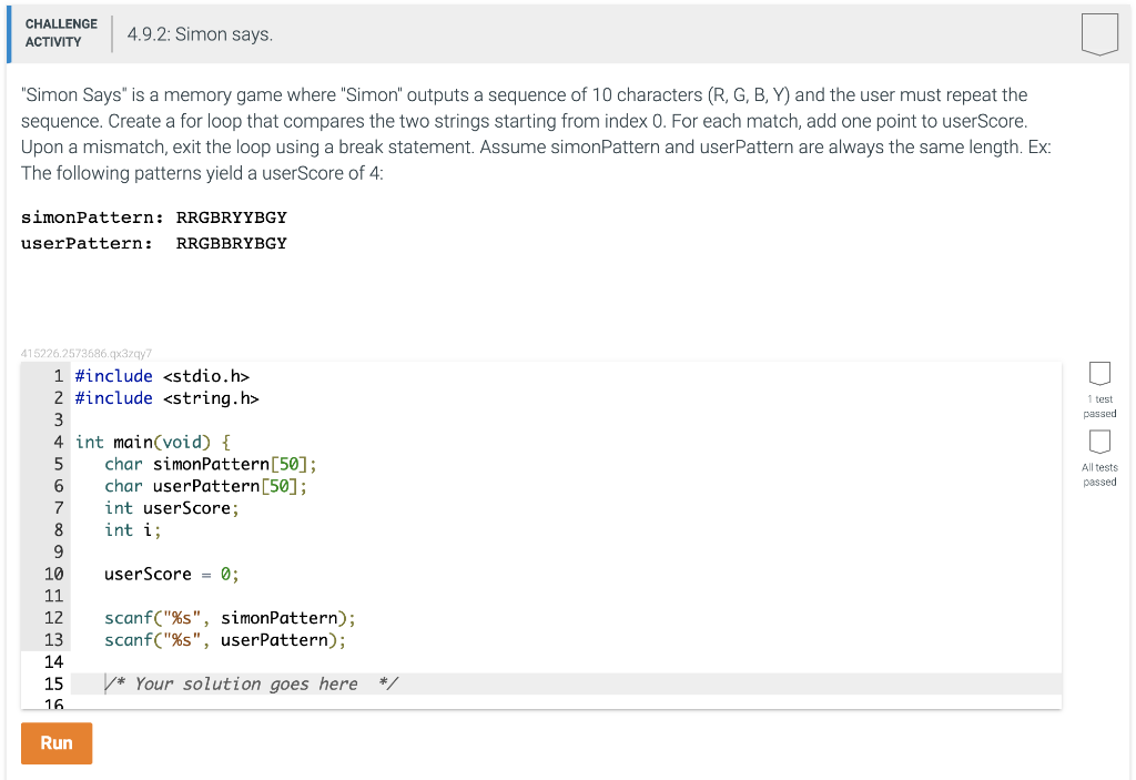 Solved CHALLENGE 4.9.2: Simon says. ACTIVITY "Simon Says" is | Chegg.com