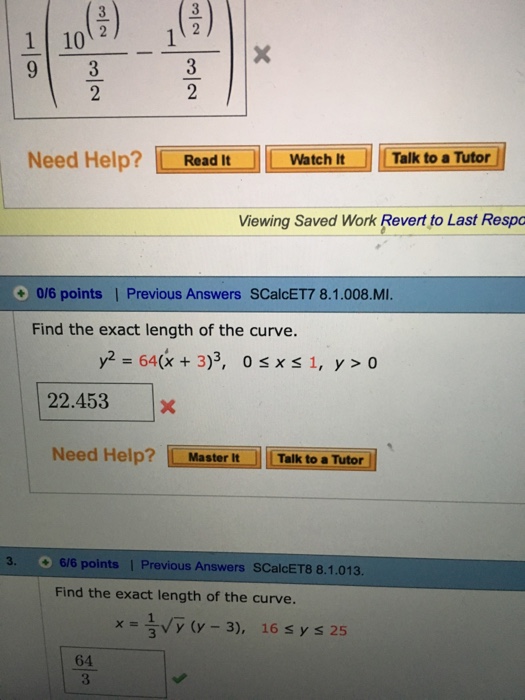 Solved Find the exact length of the curve. y^2 = 64 (x + | Chegg.com