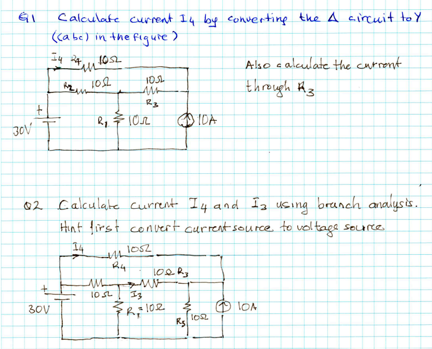 Solved Q1 Calculate current I4 by converting the Δ circuit | Chegg.com