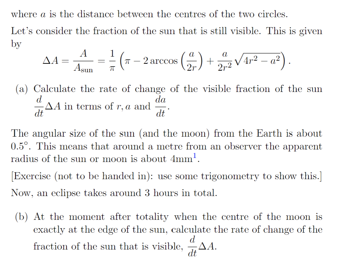 Solved The area of a lune created by overlapping two circles | Chegg.com