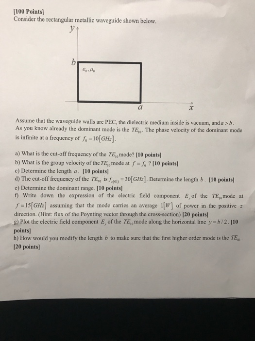 Solved [100 Points Consider the rectangular metallic | Chegg.com