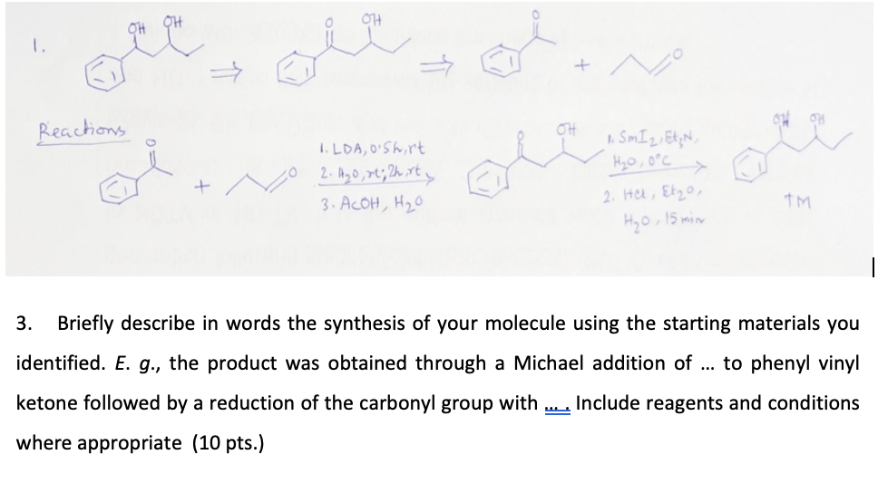 Solved OH 에 1. SH Reactions OH 에 1. Sm Iz Etz ce H₂o,0°C 1 | Chegg.com