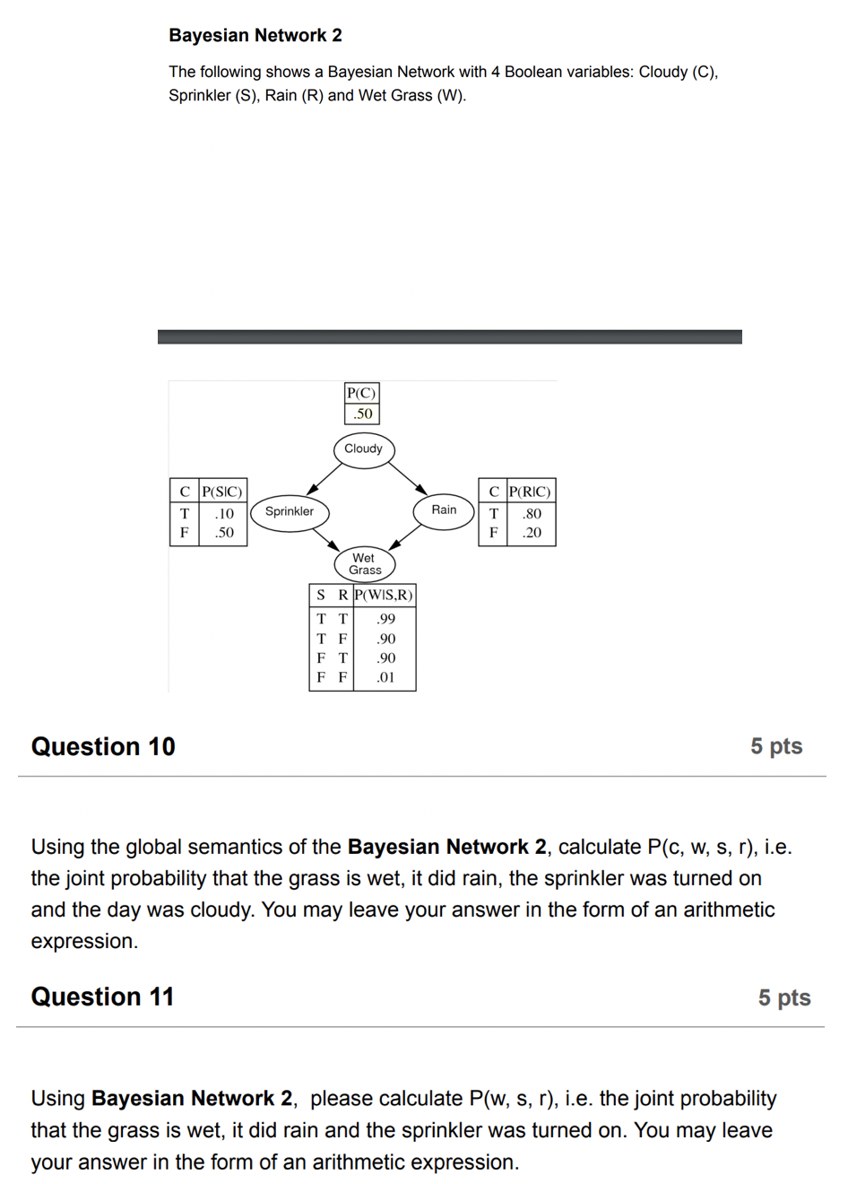 Solved Bayesian Network 2 The Following Shows A Bayesian 
