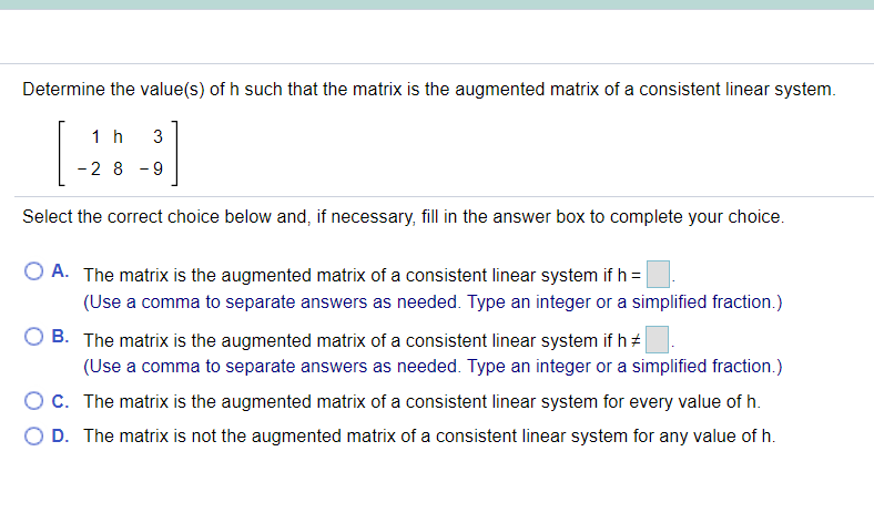 Solved Determine the value(s) of h such that the matrix is | Chegg.com
