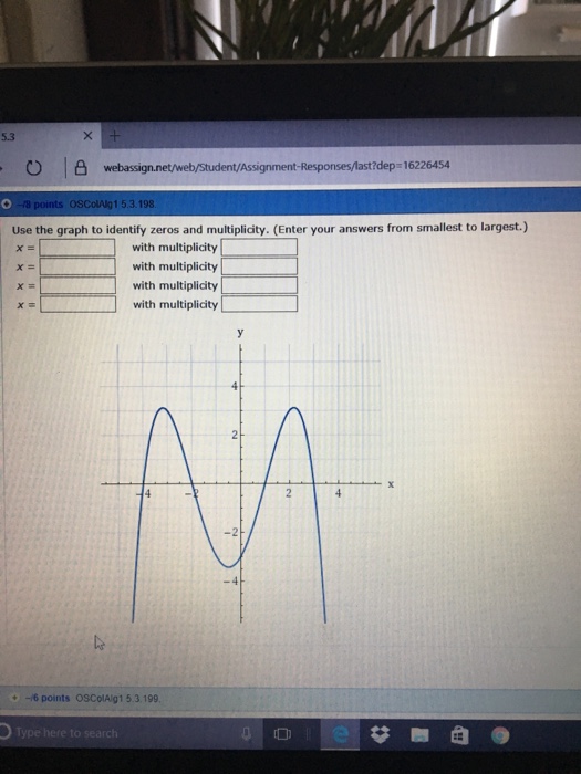 Solved Use the graph to identify zeros and multiplicity. | Chegg.com