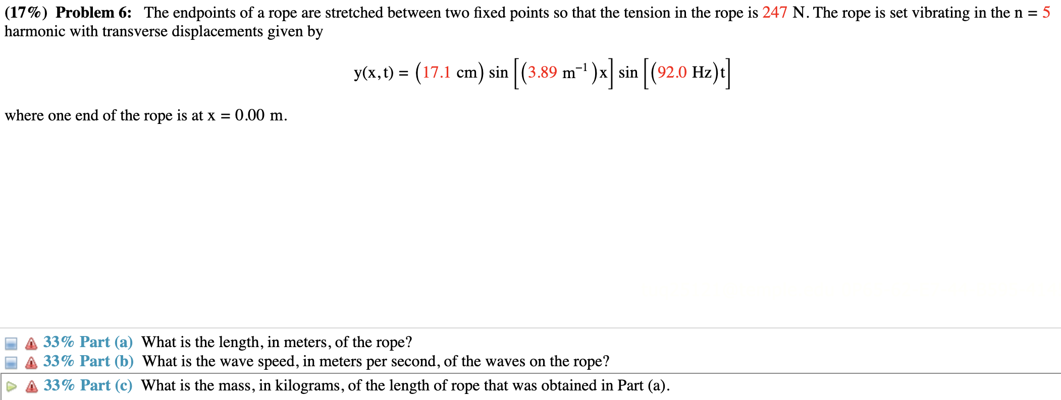 Solved (17\%) Problem 6: The endpoints of a rope are | Chegg.com