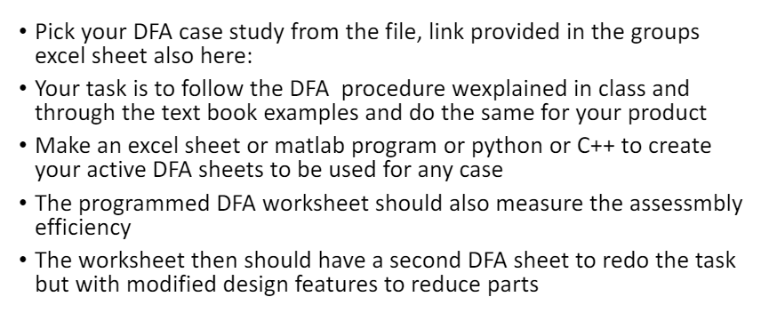 Pick your DFA case study from the file, link | Chegg.com
