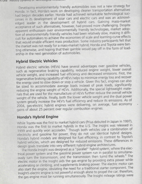 Solved Types and Patterns of Innovation Honda and Hybrid | Chegg.com