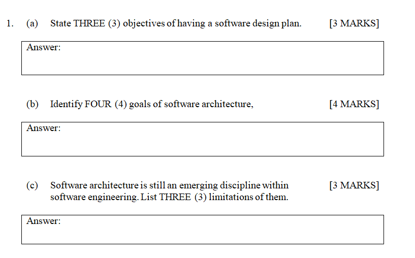 Solved a State THREE 3 Objectives Of Having A Software Chegg