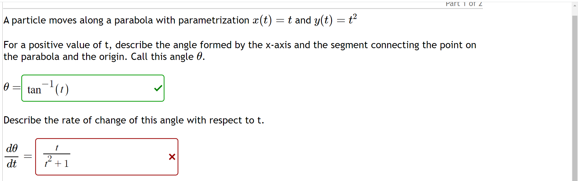 Solved A particle moves along a parabola with | Chegg.com