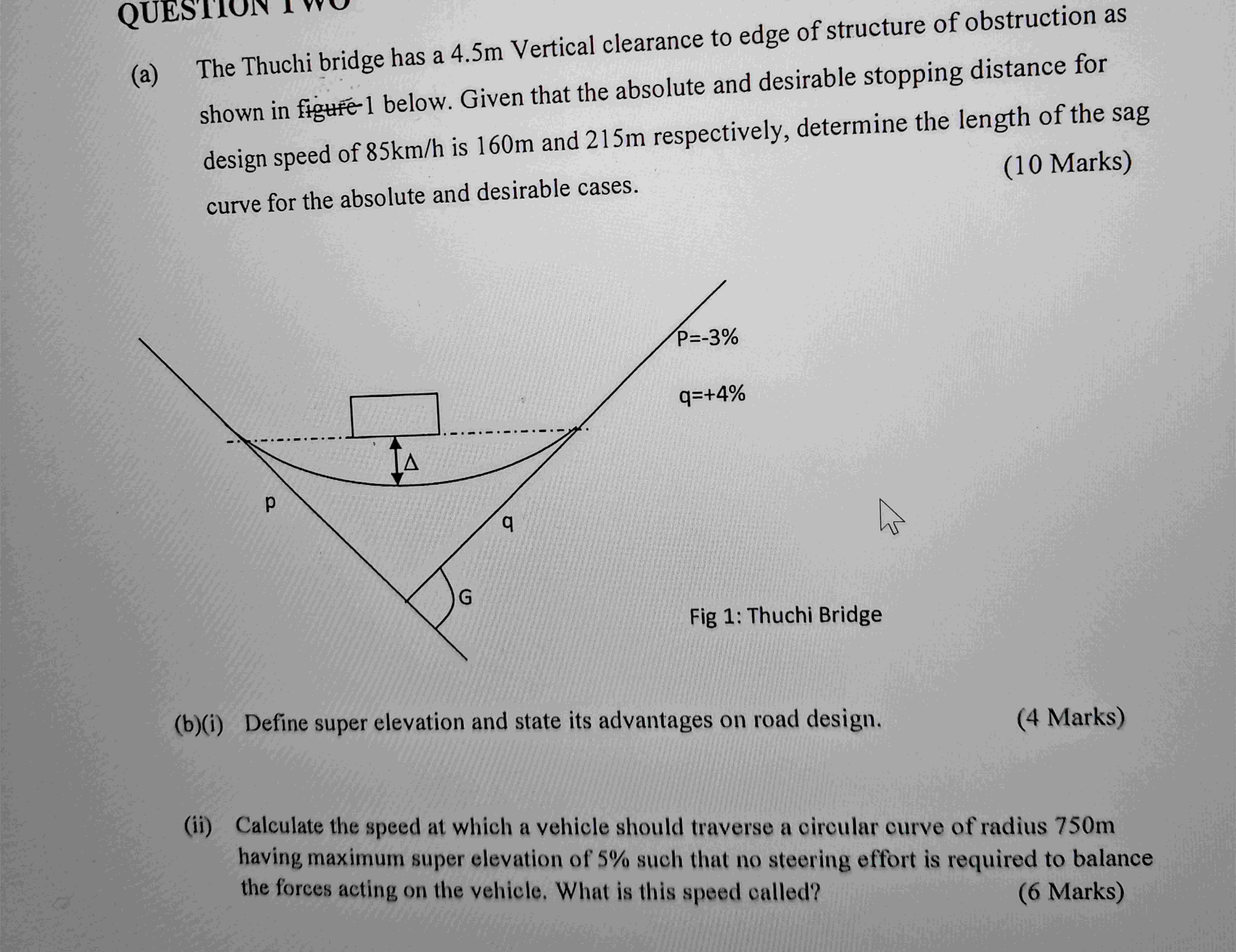 Solved (a) ﻿The Thuchi bridge has a 4.5 ﻿m Vertical | Chegg.com