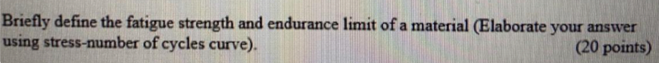Solved Briefly define the fatigue strength and endurance | Chegg.com