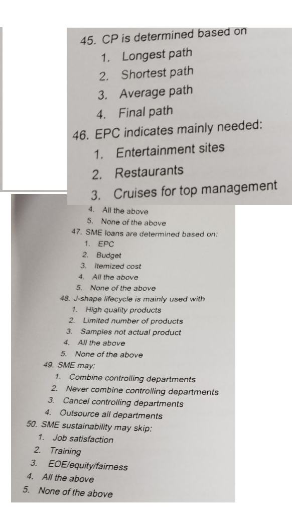 Solved 45. CP is determined based on 1. Longest path 2. | Chegg.com