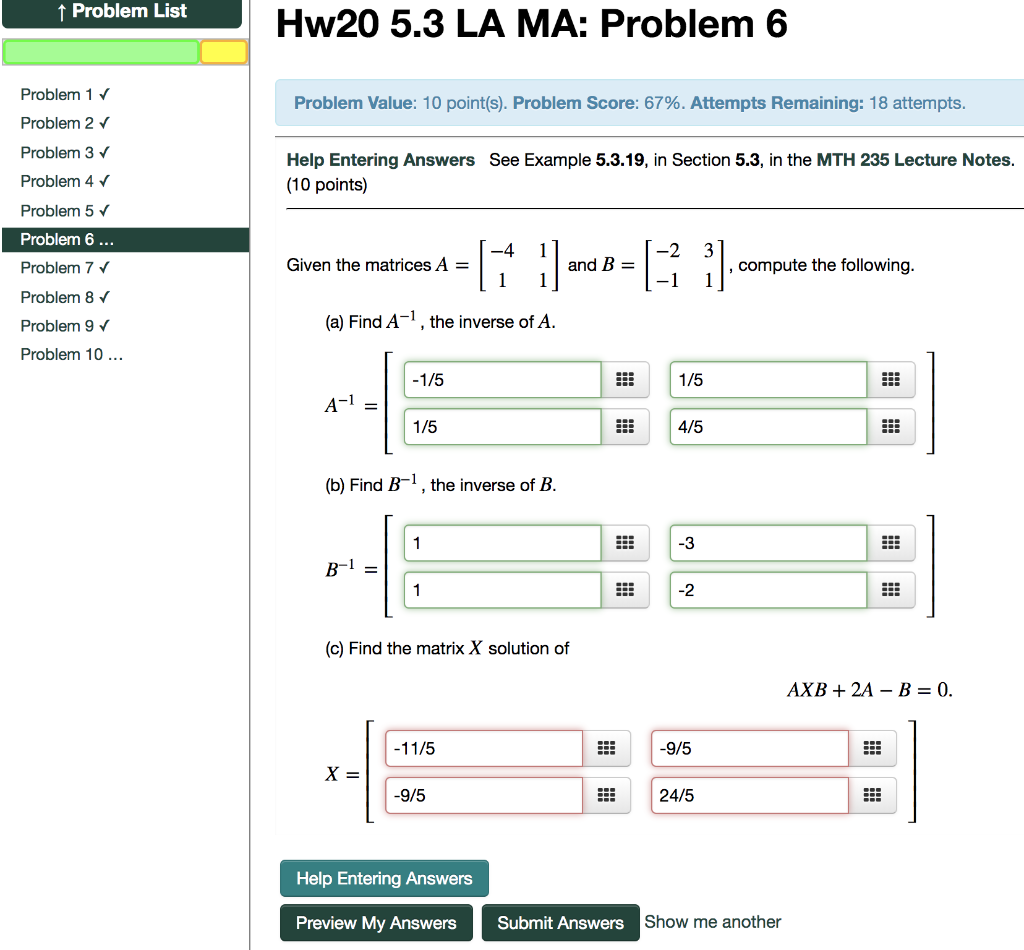Solved t Problem List Hw20 5.3 LA MA: Problem 6 Problem 1 | Chegg.com