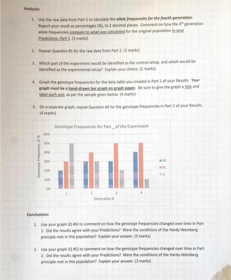 Biology 030 Lab #1 Data Analysis Assignment: | Chegg.com