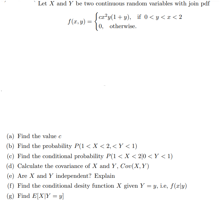 Let X and Y be two continuous random variables with | Chegg.com