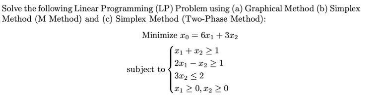 Solved Solve the following Linear Programming (LP) Problem | Chegg.com