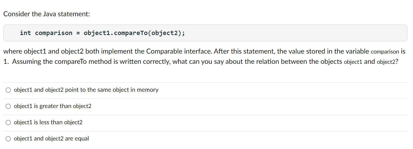 Solved where object1 and object2 both implement the | Chegg.com