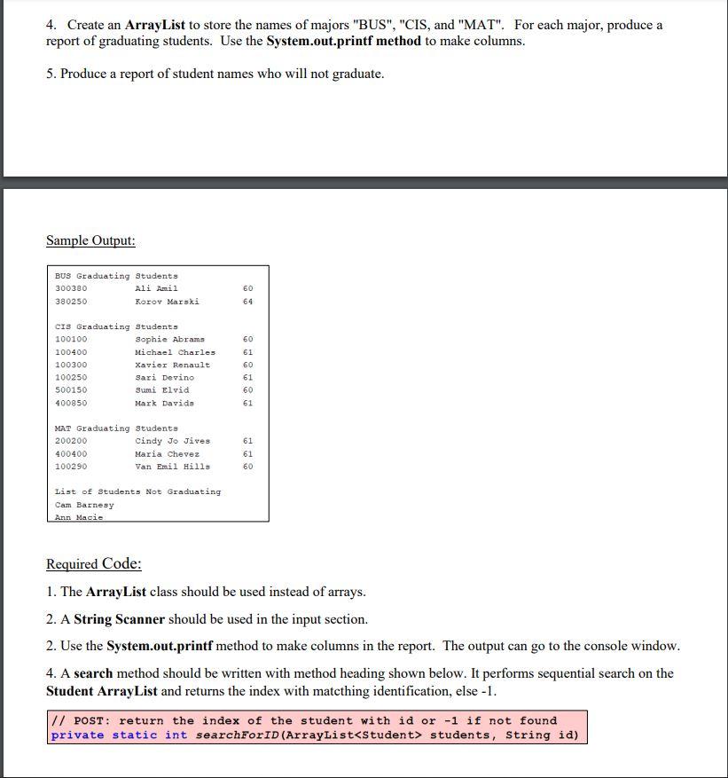 Solved Project 5 Graduation This program display lists of | Chegg.com
